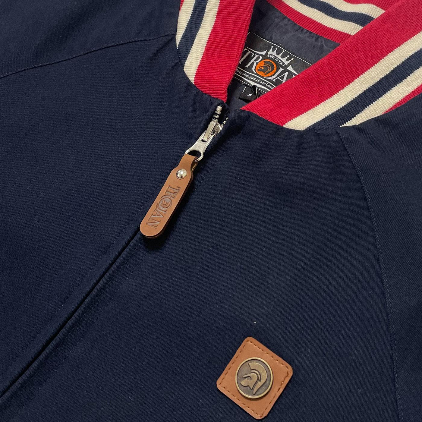 TROJAN RECORDS Red Trim 60s Mod Monkey Jacket in Navy