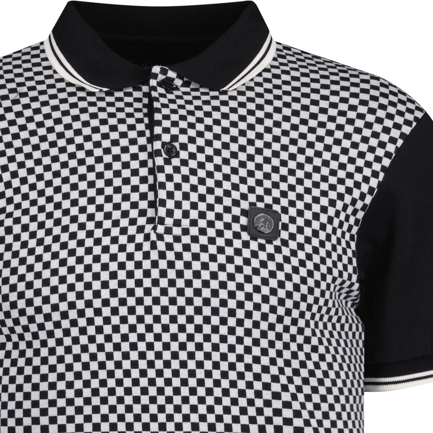 Mono Check Trojan Retro Ska Chequerboard Polo Black