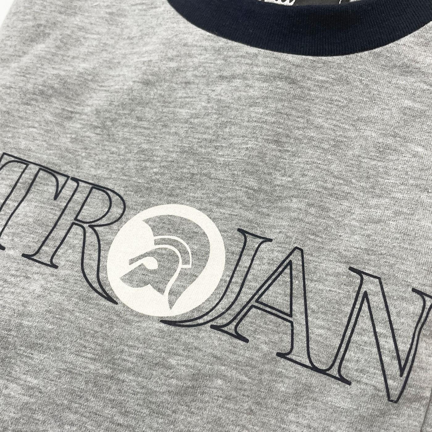 TROJAN RECORDS Mod Outline Logo T-Shirt in Melange Grey