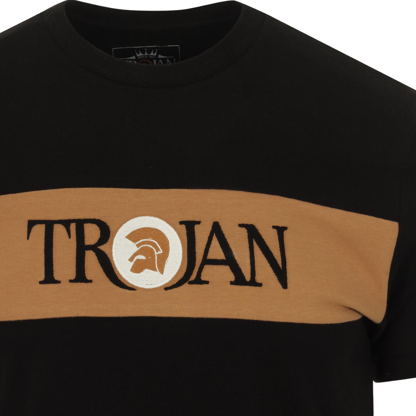 TROJAN RECORDS Mod Ska Block Stripe Signature Tee Black