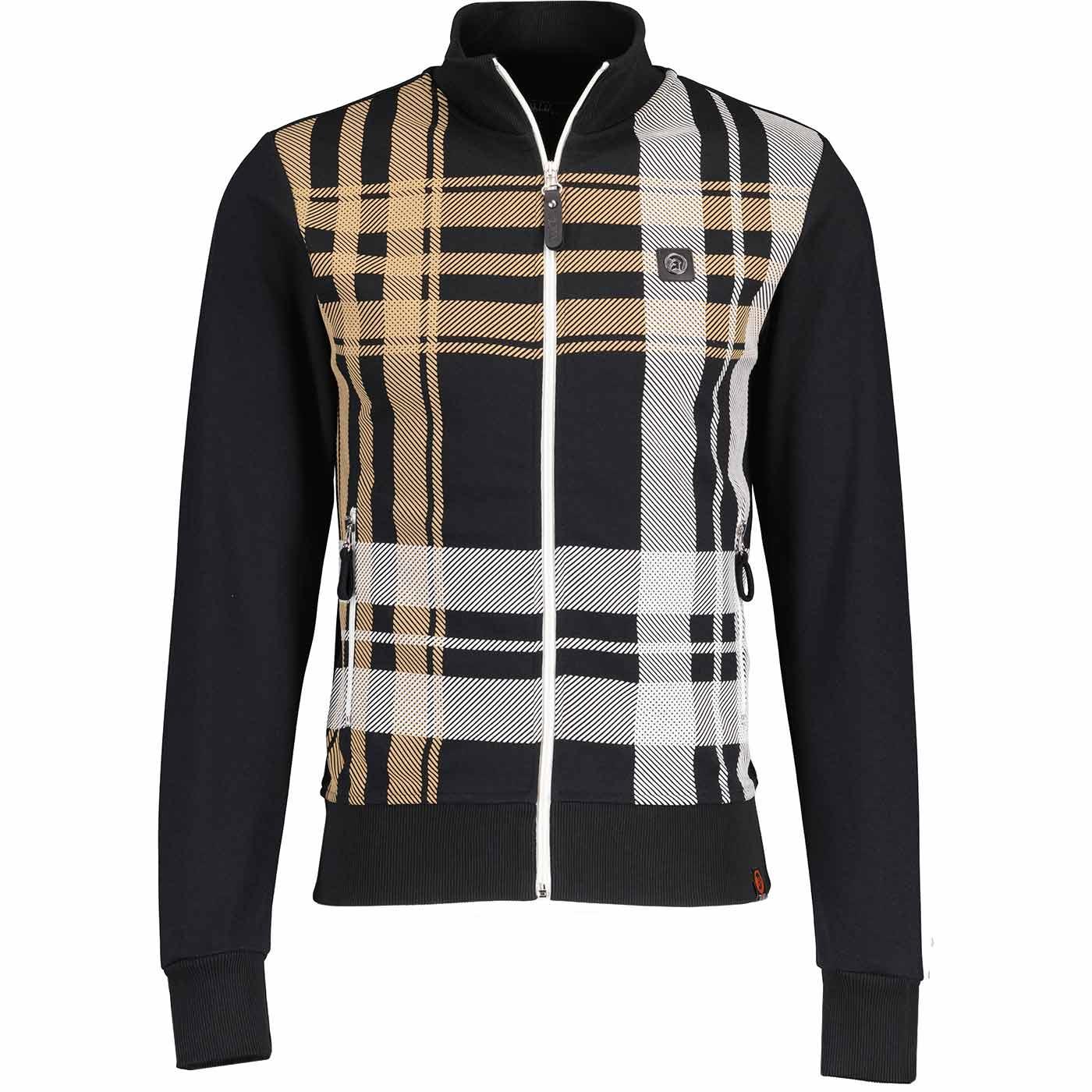Trojan Records Oversize Retro Check Zip Up Track Jacket Black