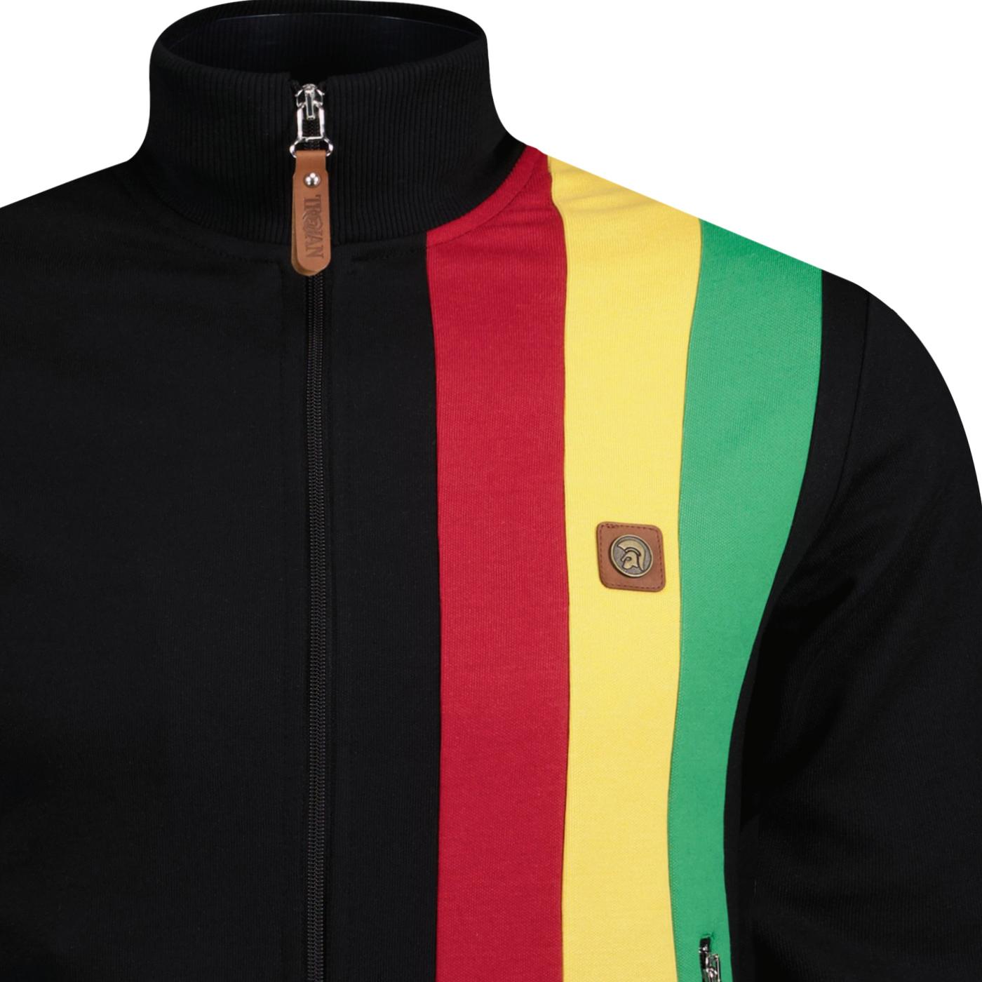 TROJAN RECORDS Rasta Cut & Sew Stripe Mod Ska Track Top