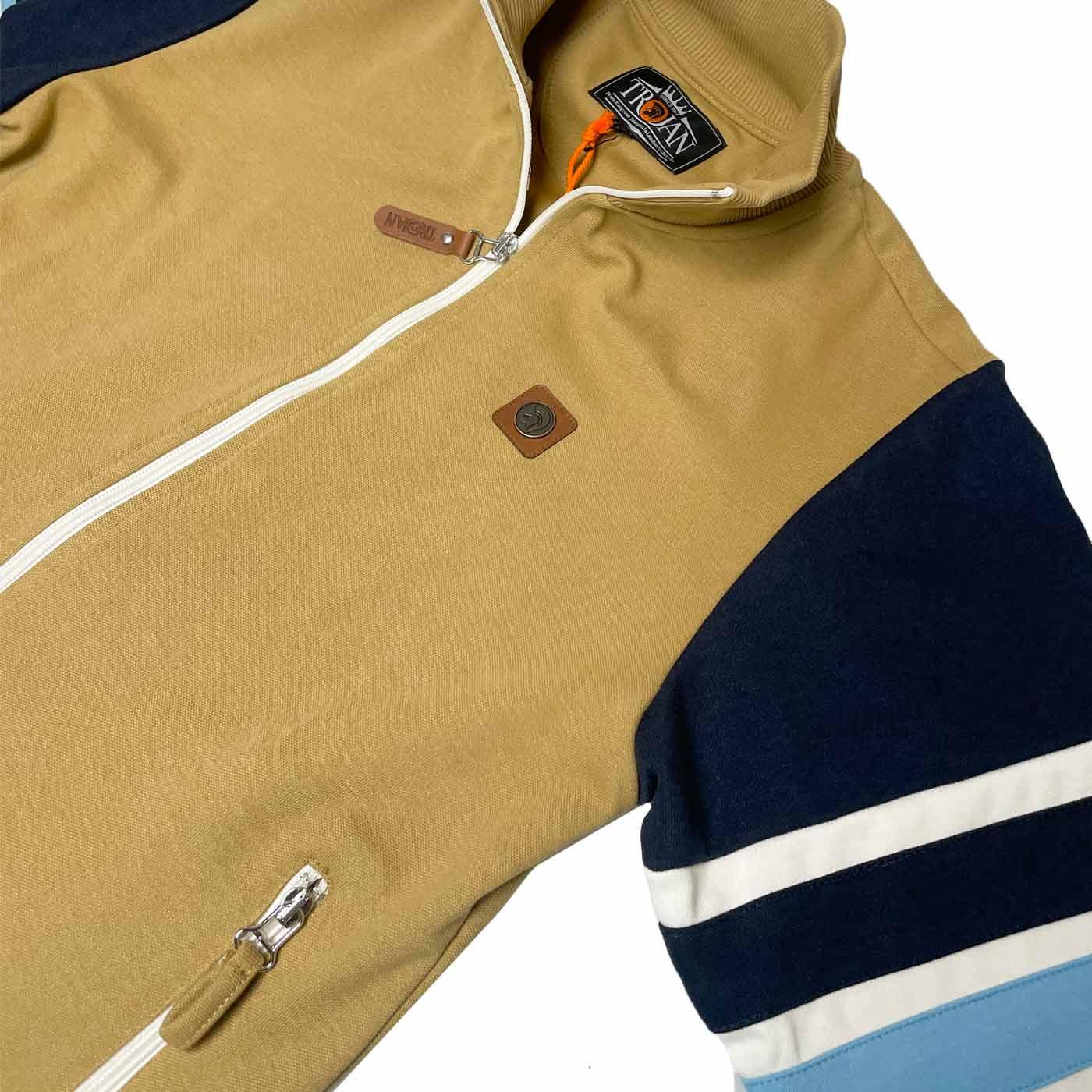 Trojan Records Marley Retro Reggae Stripe Track Top in Camel