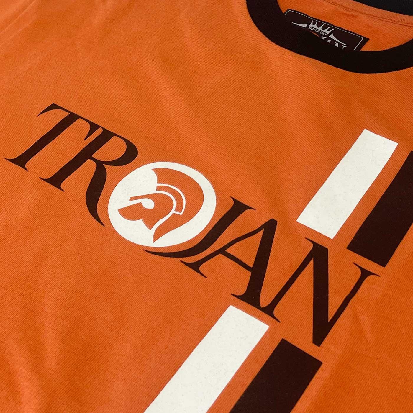 Trojan Records Retro Racing Stripe Logo Ringer Tee in Orange