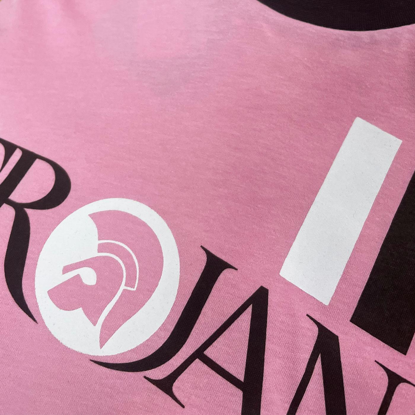 Trojan Records Retro Racing Stripe Logo Tee in Pink