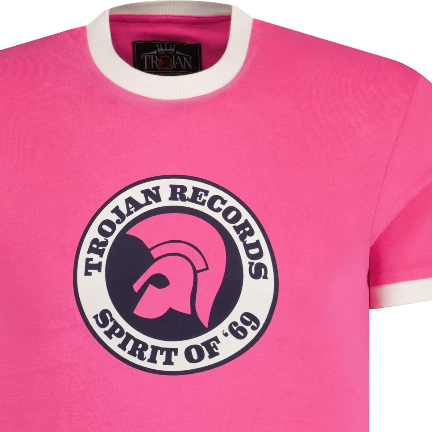 Trojan Records Retro Spirit of '69 Ringer Jersey Tee Candy Pink