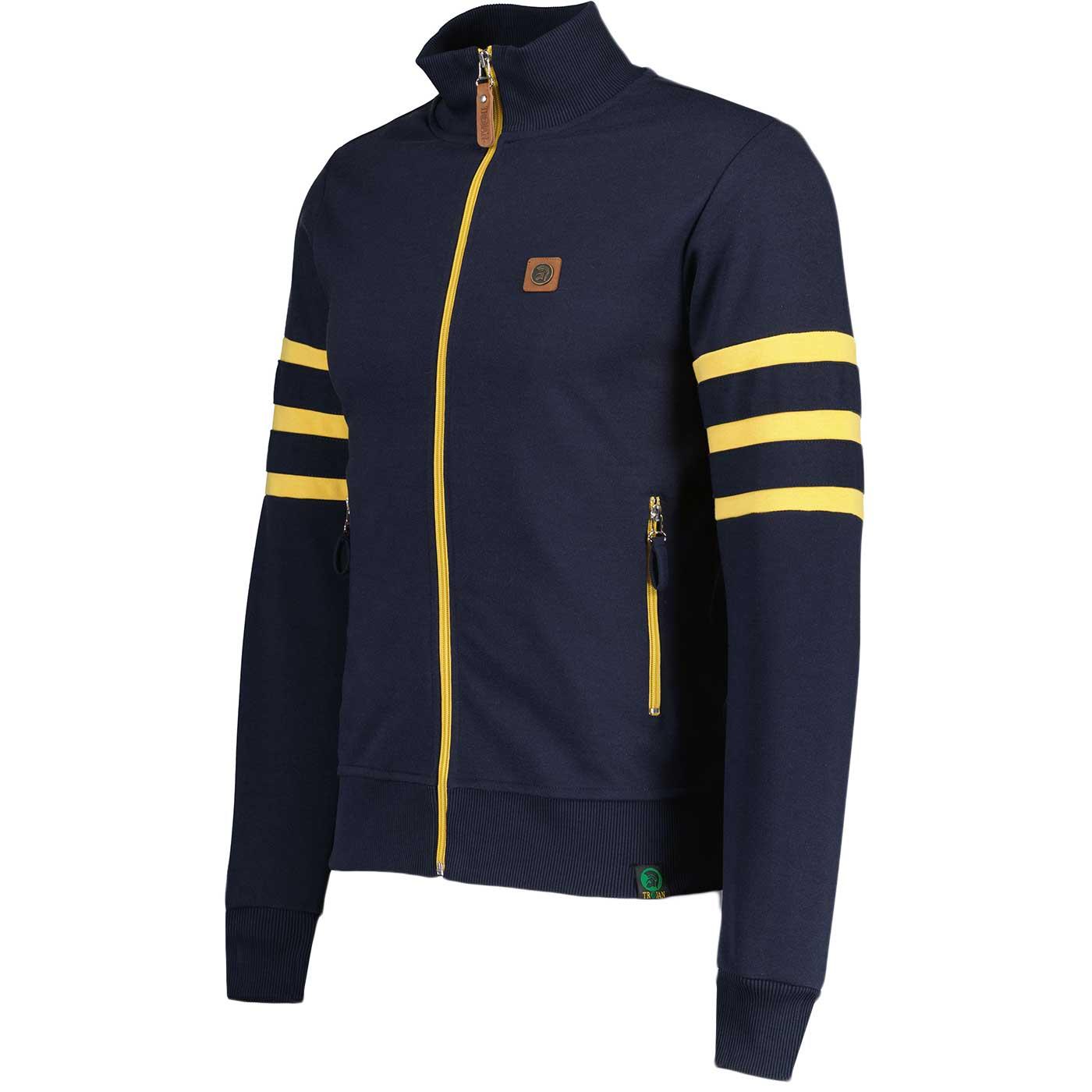 Trojan Records Retro 1970s Sleeve Stripe Track Jacket in Navy