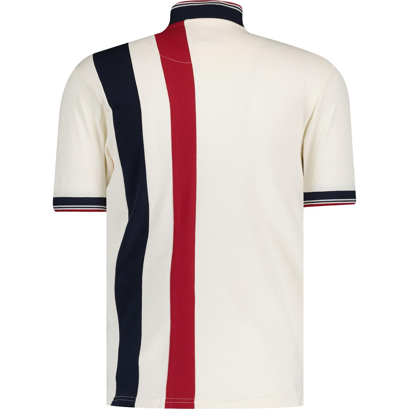 Trojan Cut and Sew Stripe Retro Mod Cycle Top in Ecru
