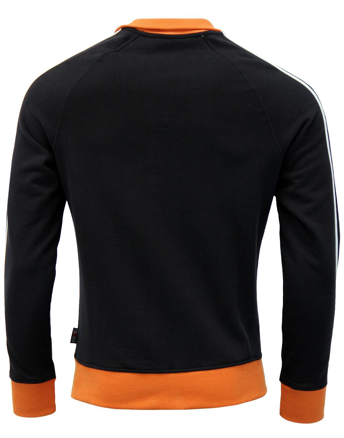 TROJAN RECORDS men's 70s Retro Funnel Neck Track Top in Black
