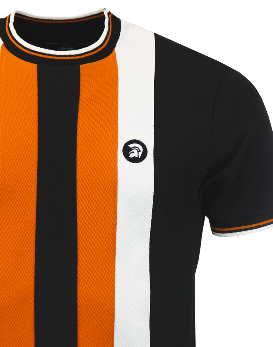 TROJAN RECORDS Mens Retro 60s Mod Trojan Pique Tee Black/Orange