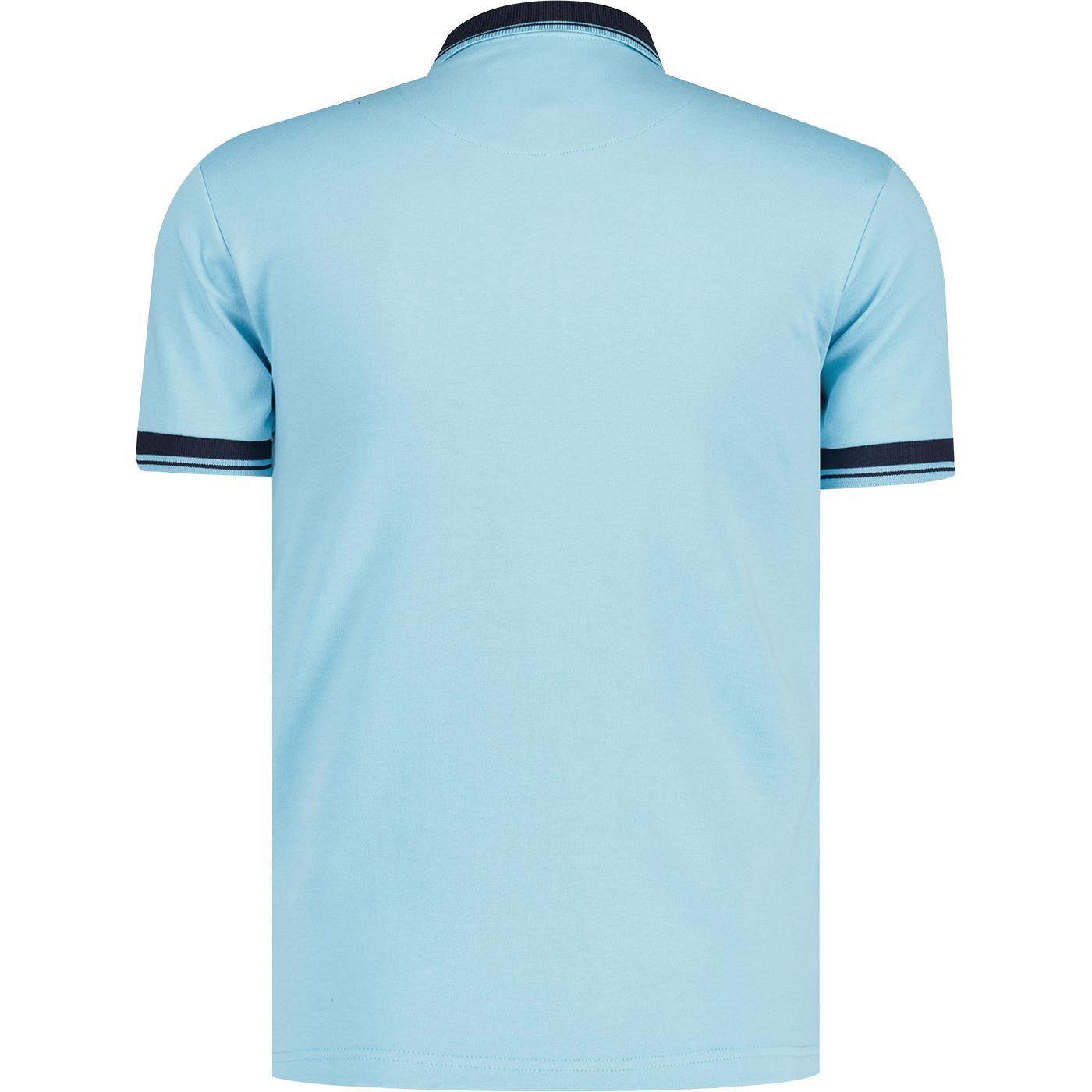 Trojan Retro Jacquard Self-Diamond Knit Mod Polo Shirt in Mint