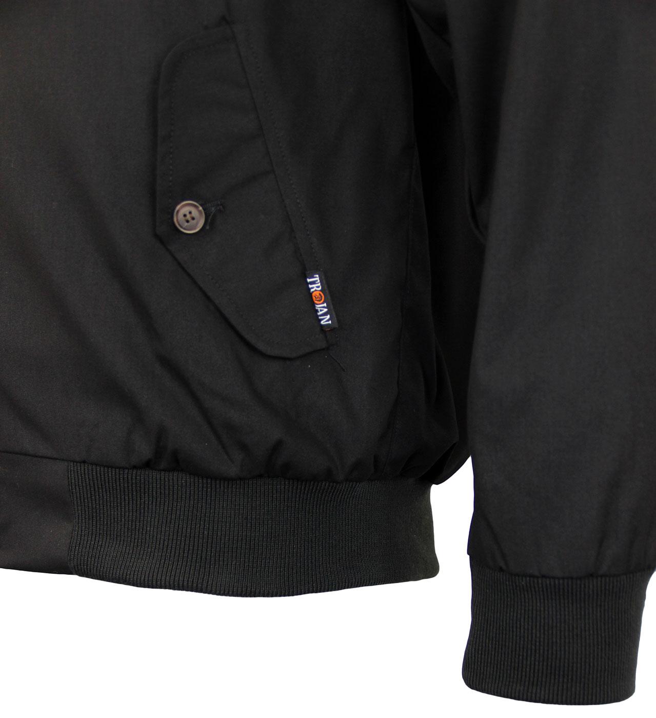 TROJAN Retro Mod Tartan Lined Harrington Jacket in Black