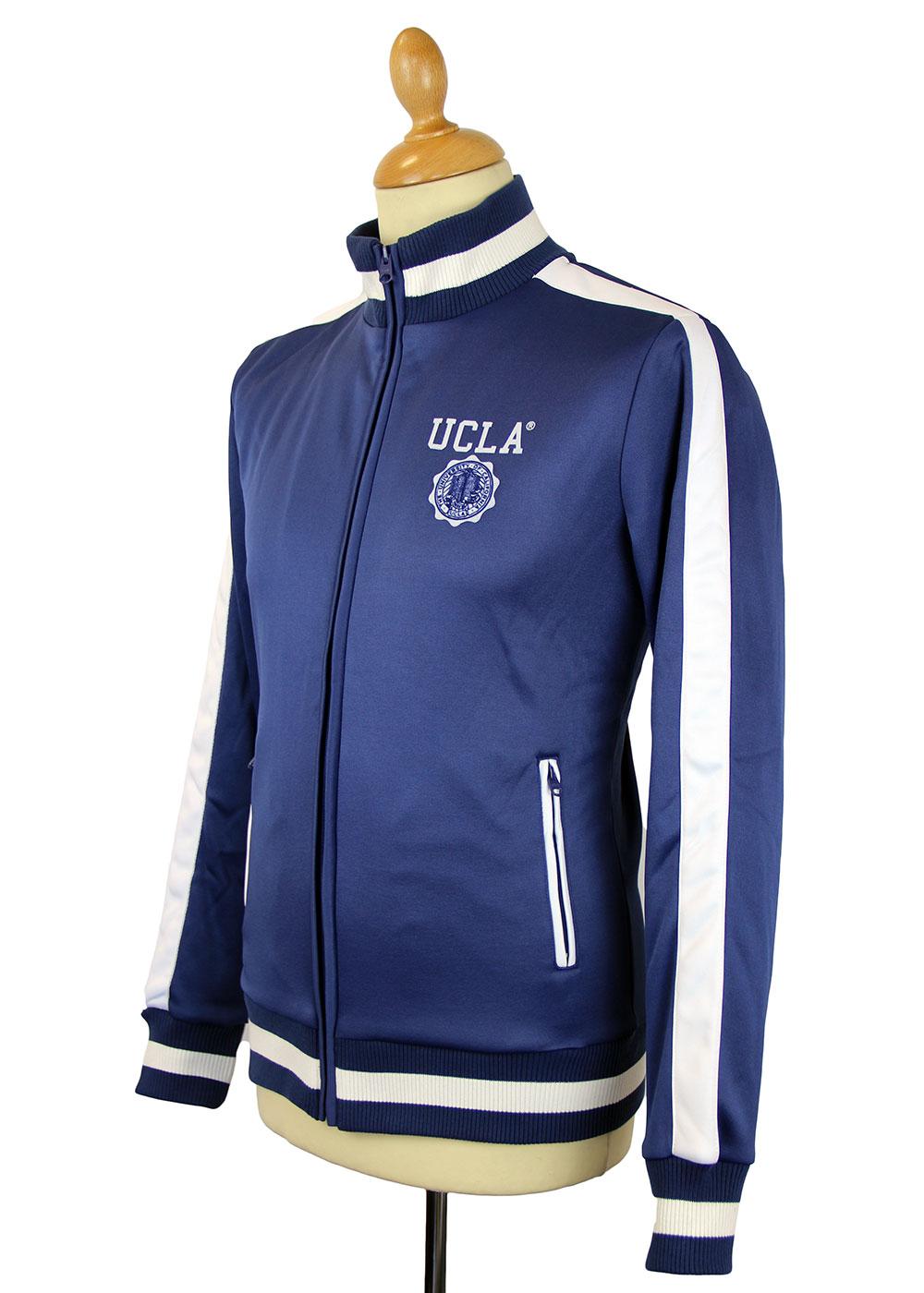 UCLA Bowmont Retro 70s Indie Funnel Neck Track Jacket Twilight