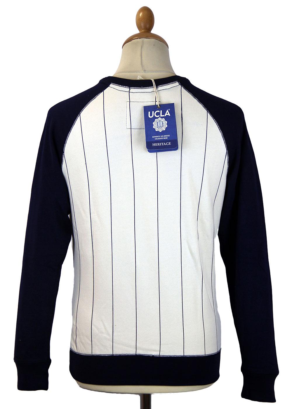 UCLA Bowman Retro 70s Indie Pinstripe Baseball Collegiate Sweater