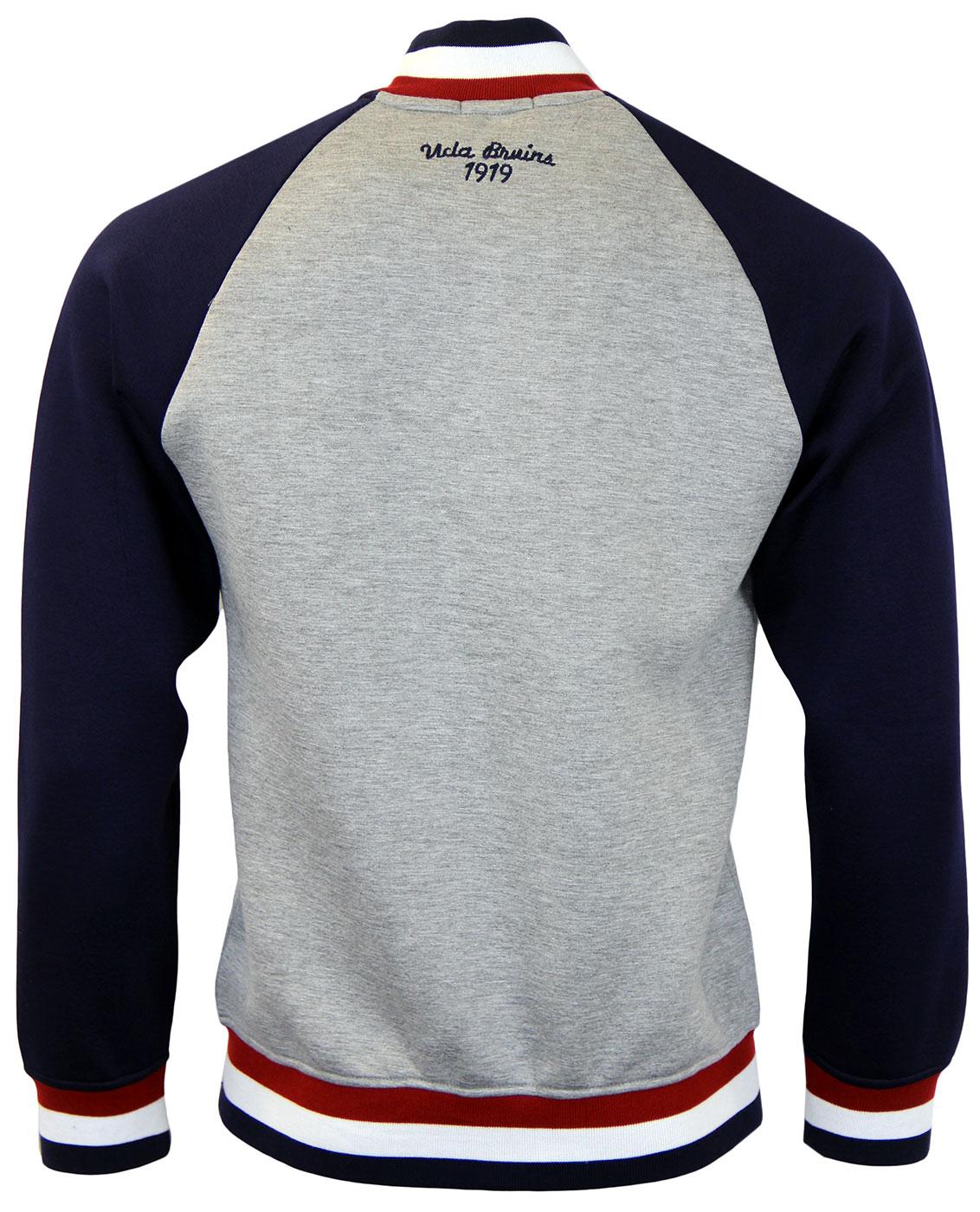 UCLA Morrilton Retro 1970s Indie Neoprene Varsity Jacket in Grey