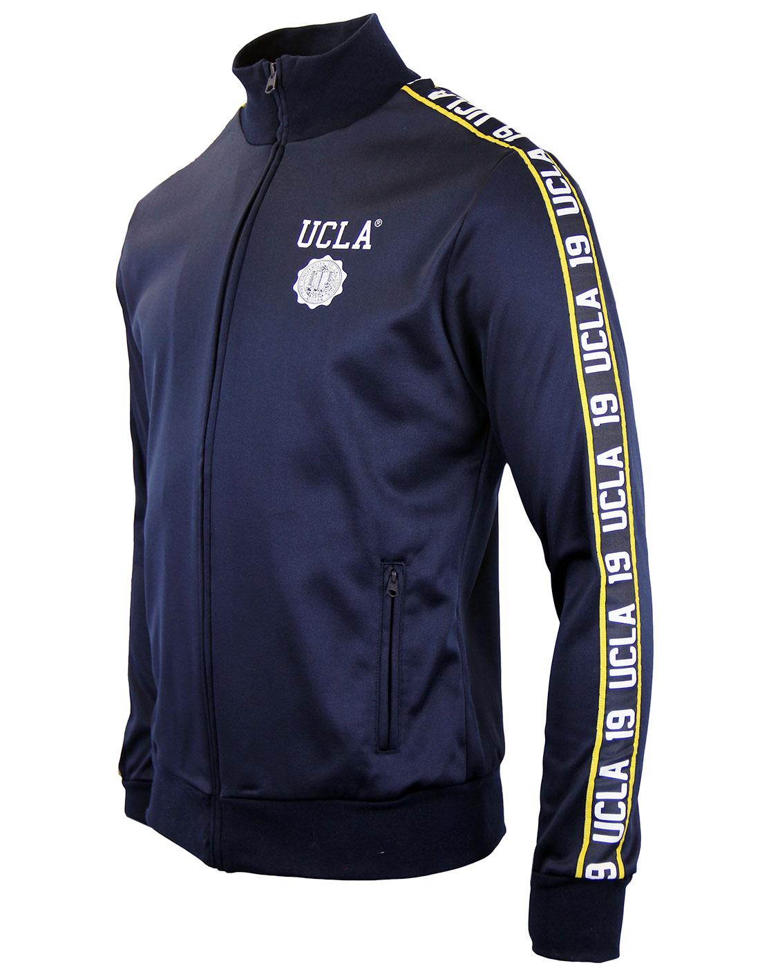 UCLA Schrader Retro 70s Indie Tape Sleeve Track Jacket in Navy