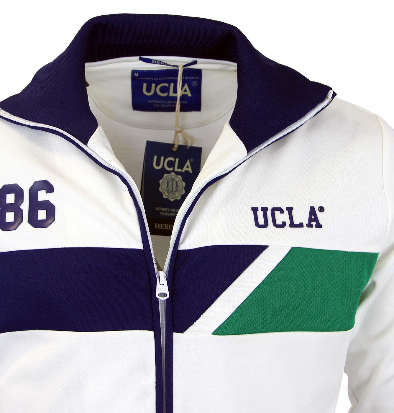 UCLA Orloff Retro 70s Indie Chest Panel Track Jacket in White