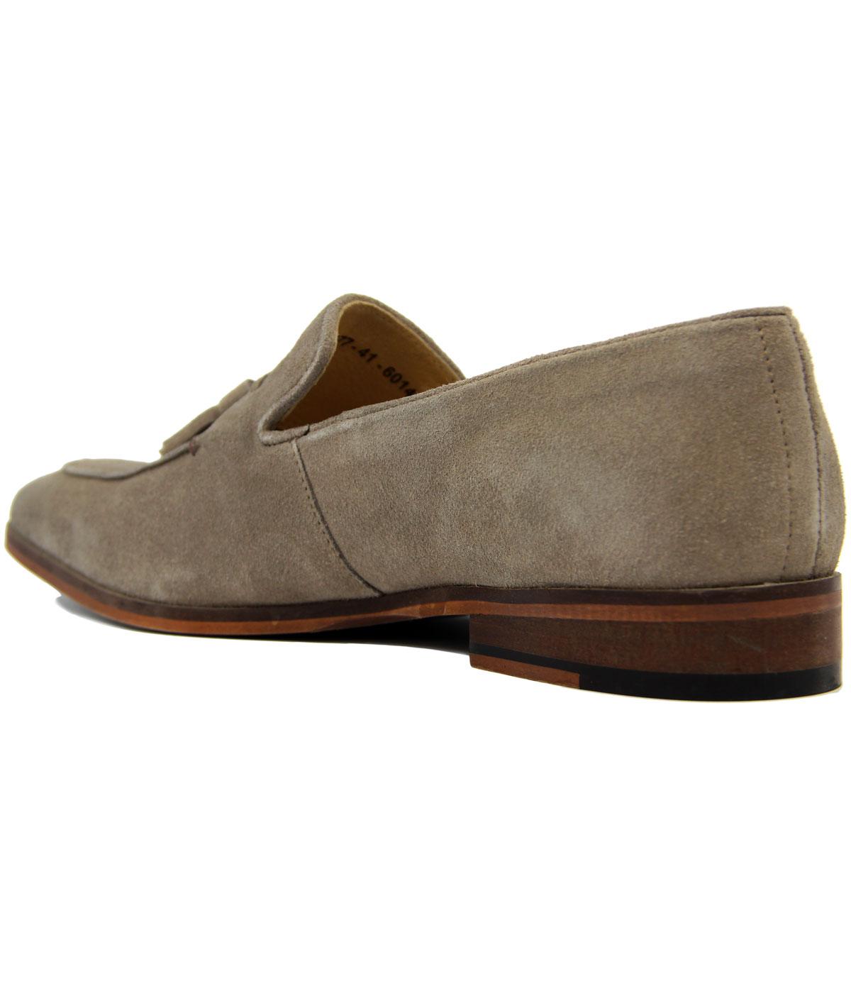 PAOLO VANDINI Northbourne Retro 1960s Mod Suede Loafers in Taupe