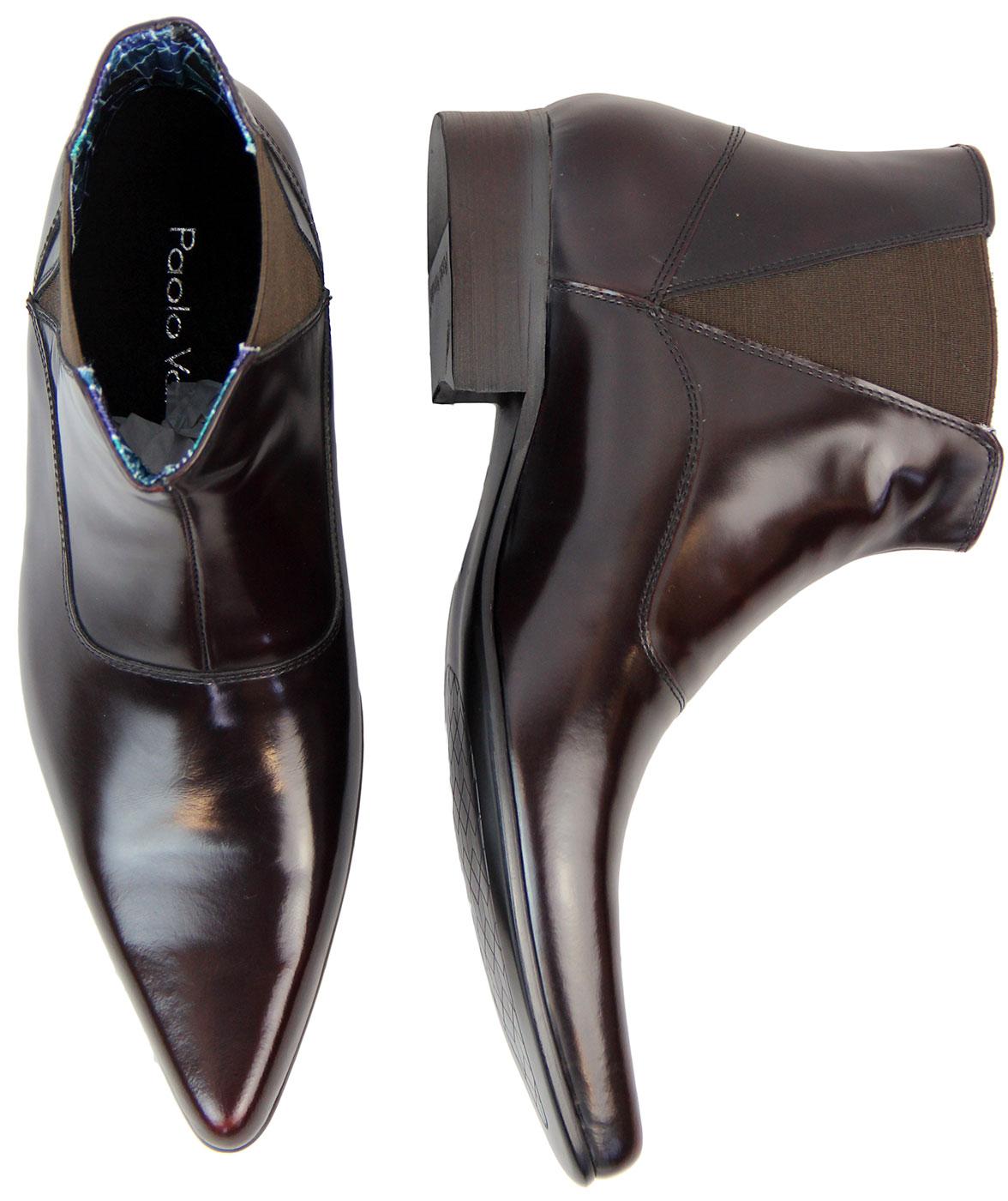PAOLO VANDINI Veer 20 1960s Mod Winklepicker Chelsea Boots Bordo