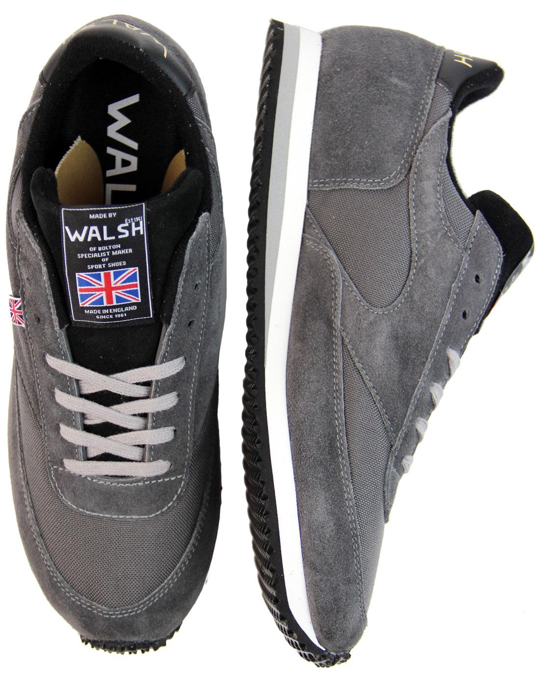 WALSH LA 84 Men's Retro 80s Made in England Trainers Grey/Black