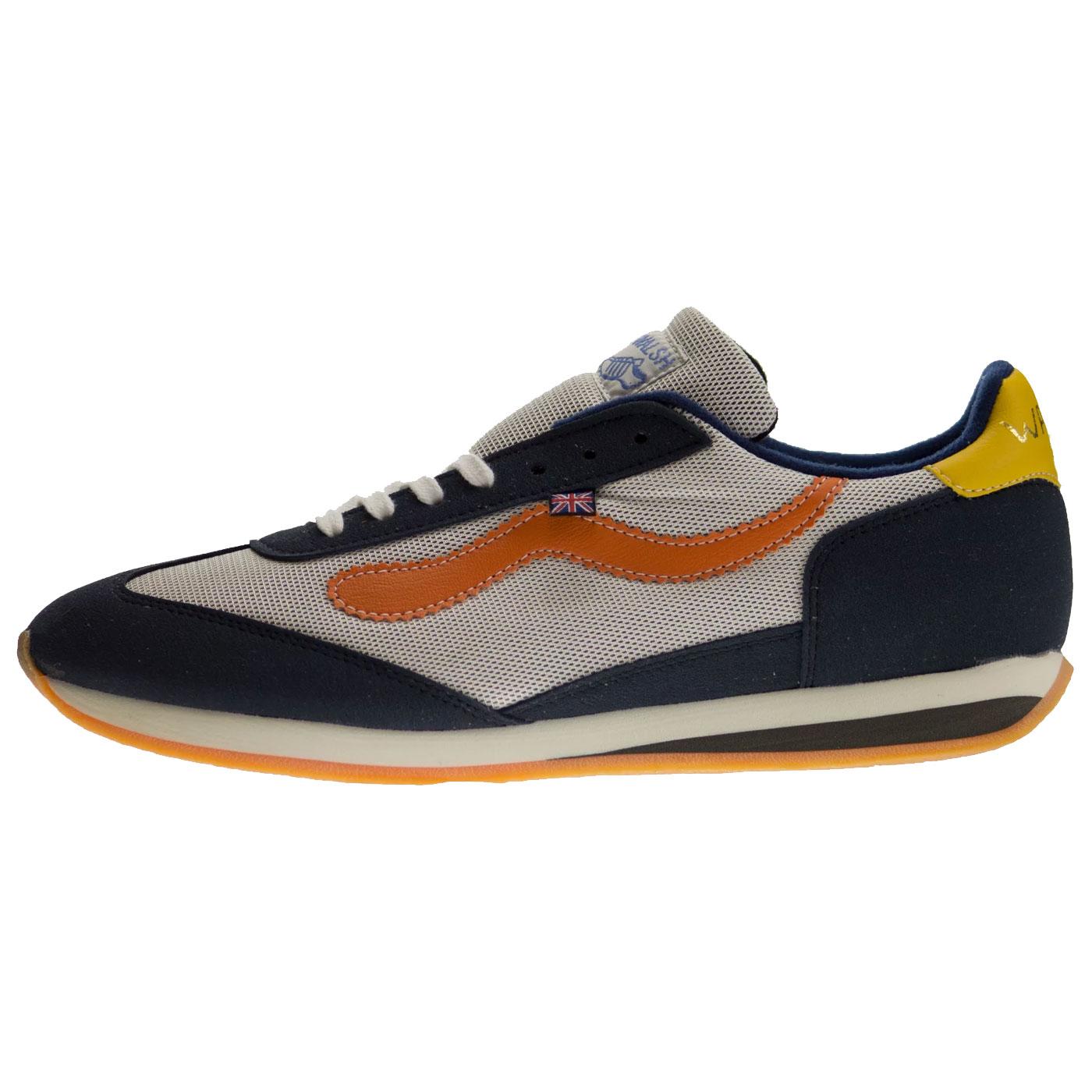 WALSH 'Fierce' 70's Running Trainers in White/Navy/Orange