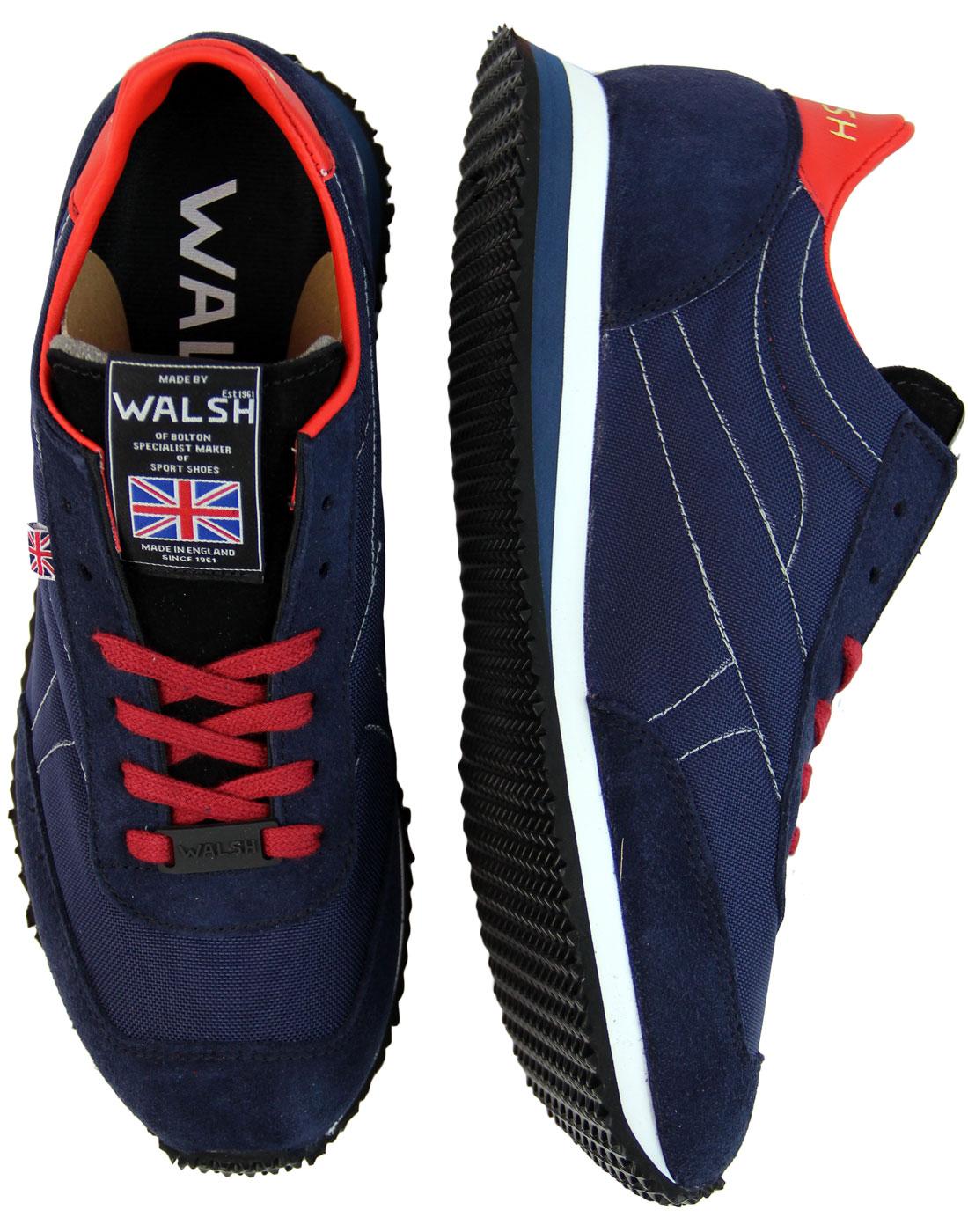 WALSH Tornado London Retro 80s Made in England Trainers Navy/Red
