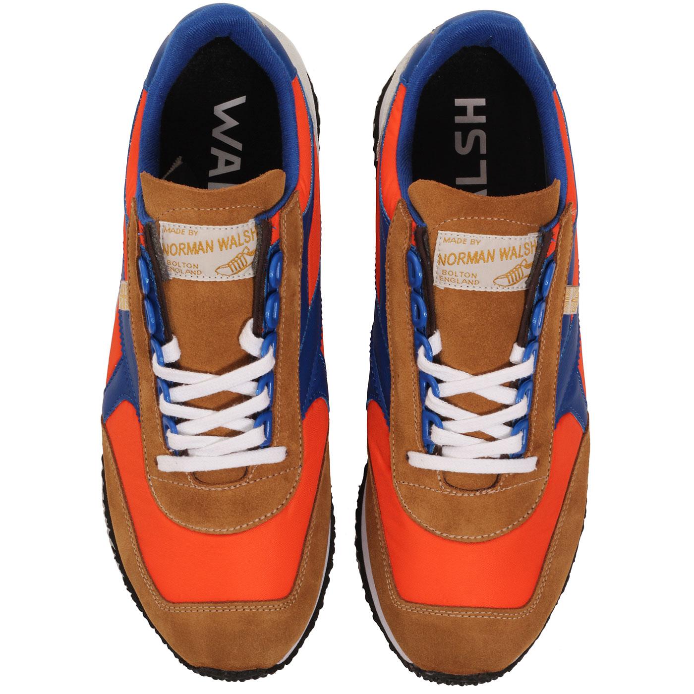 WALSH Voyager Made in England Retro Running Trainers Orange