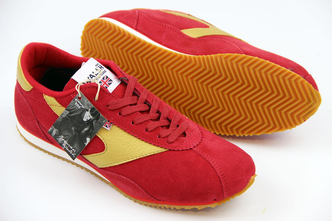 NORMAN WALSH Cobra Race Retro Indie Running Trainers Red/Gold