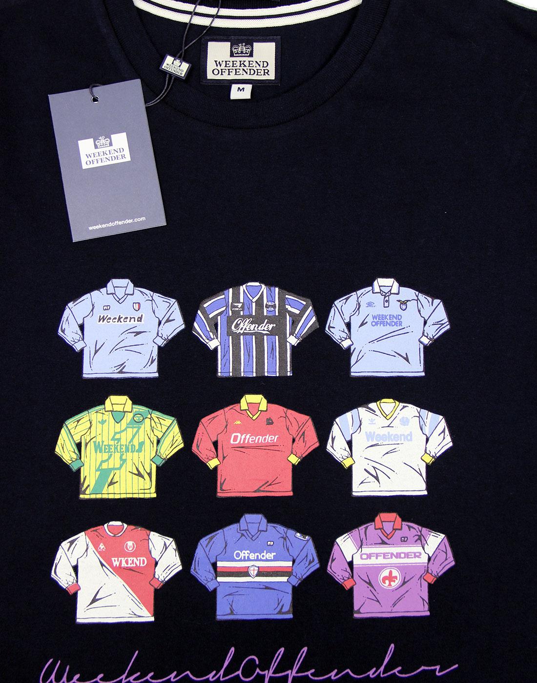 WEEKEND OFFENDER 'Shirts' Retro Football Kit Tee in Navy