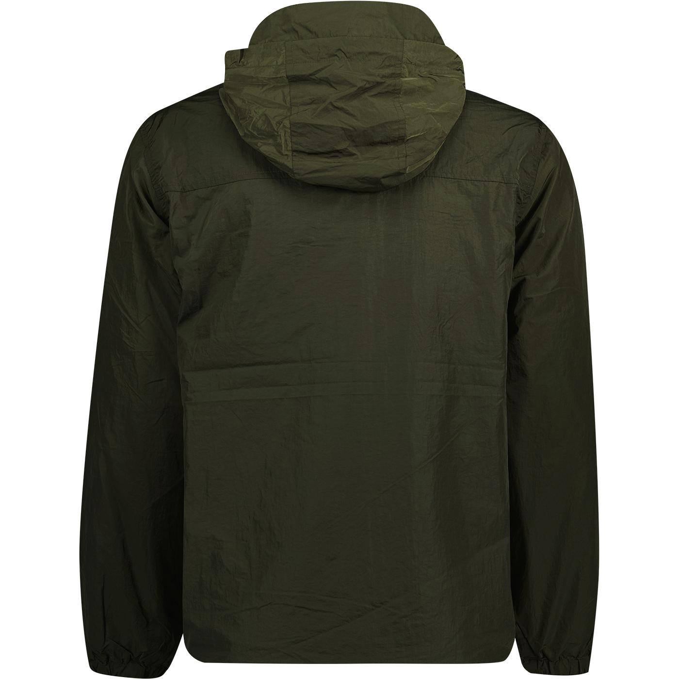 WEEKEND OFFENDER Manaus Retro Overhead Windbreaker in Dark Green