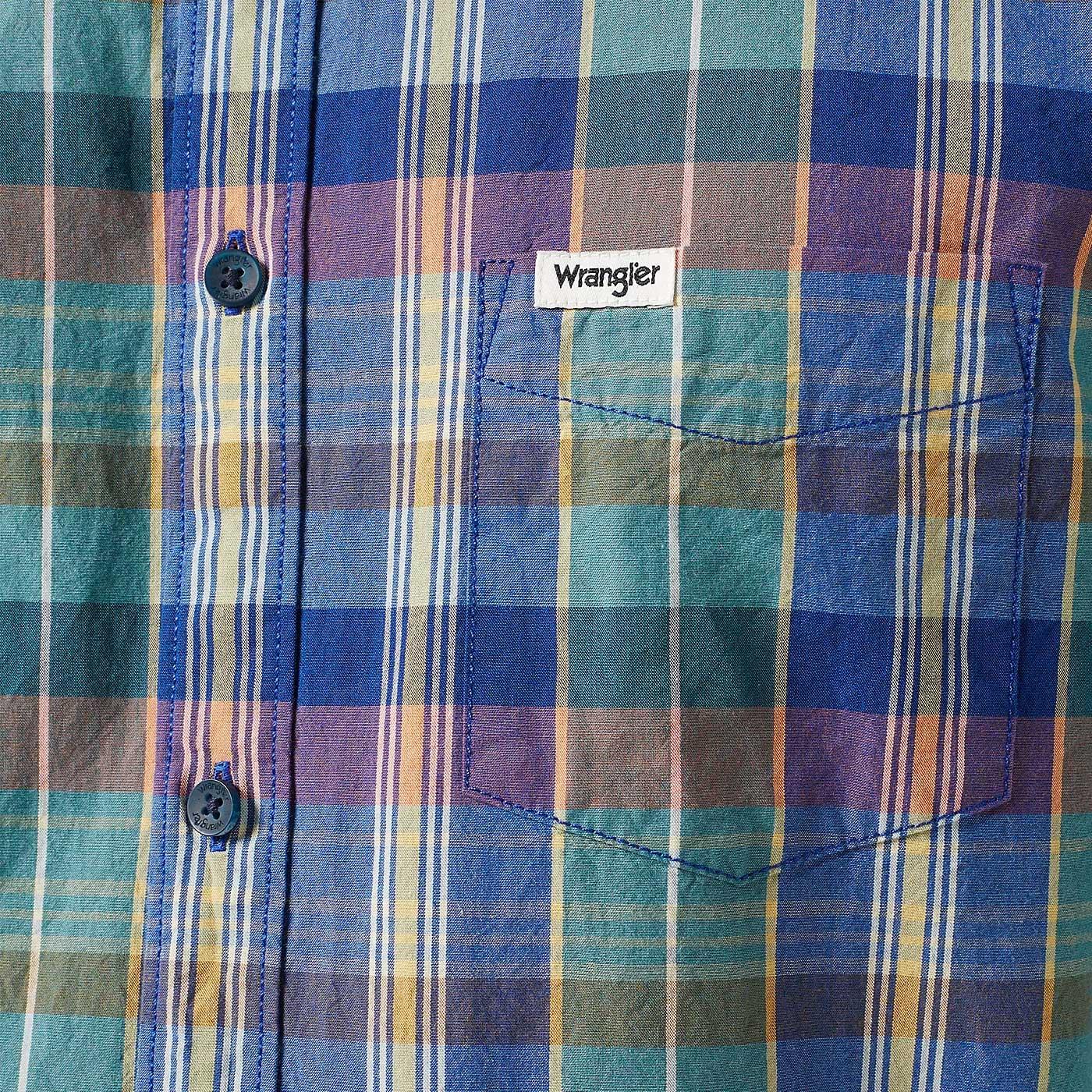 Wrangler Retro Mod 1 Pocket Short Sleeve Madras Shirt in Blue