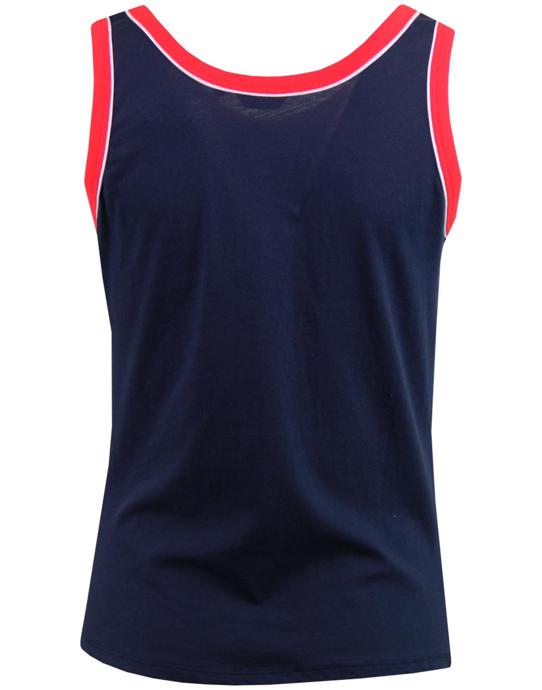 WRANGLER Women's Retro 1970s Box Logo Tank Top in Navy