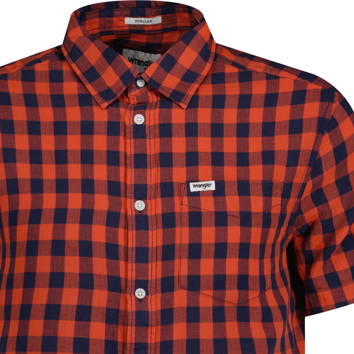 Wrangler Retro Mod 1 Pocket Short Sleeve Check Shirt in Navy