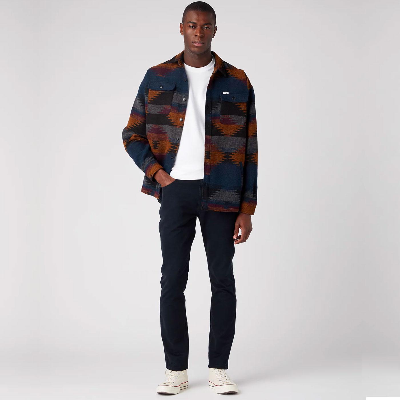 Wrangler Larston Retro Slim & Tapered Stretch Trousers in Black