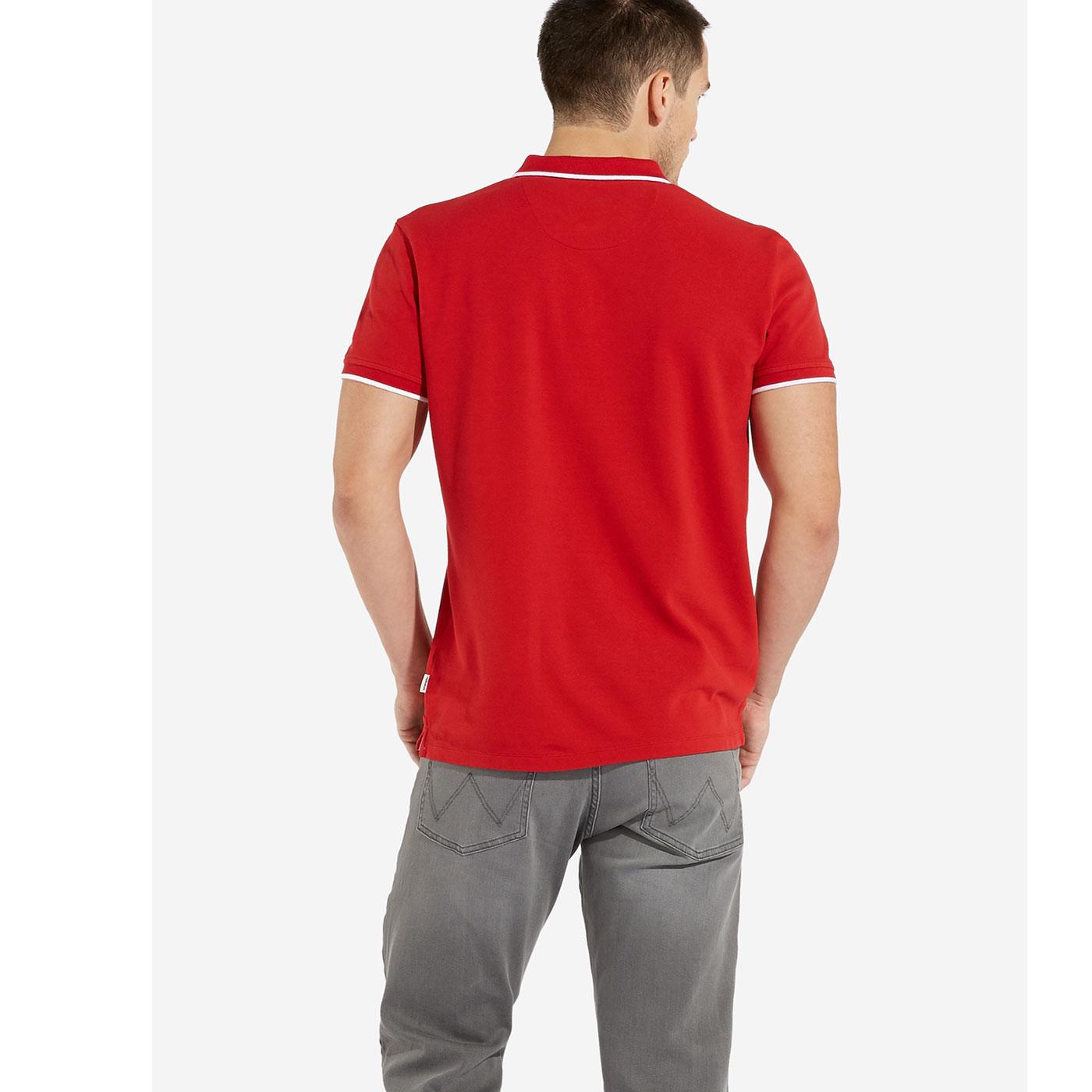 WRANGLER Retro Mod Tipped Pique Polo in Scarlet Red