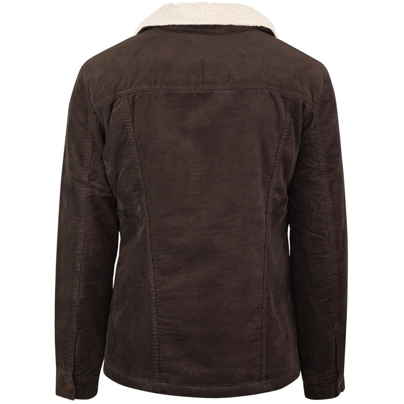 WRANGLER Retro Mod Sherpa Corduroy Ranch Coat in Brown