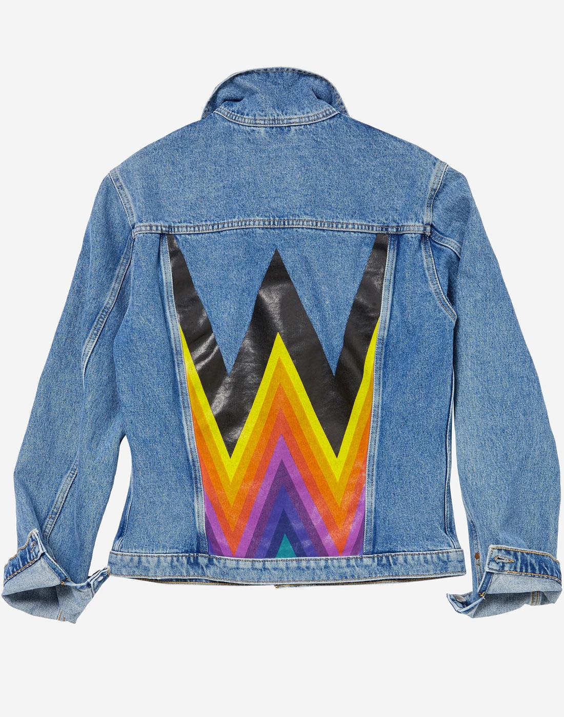 WRANGLER 1980s Back Print Denim Retro Jacket Kabel Blue