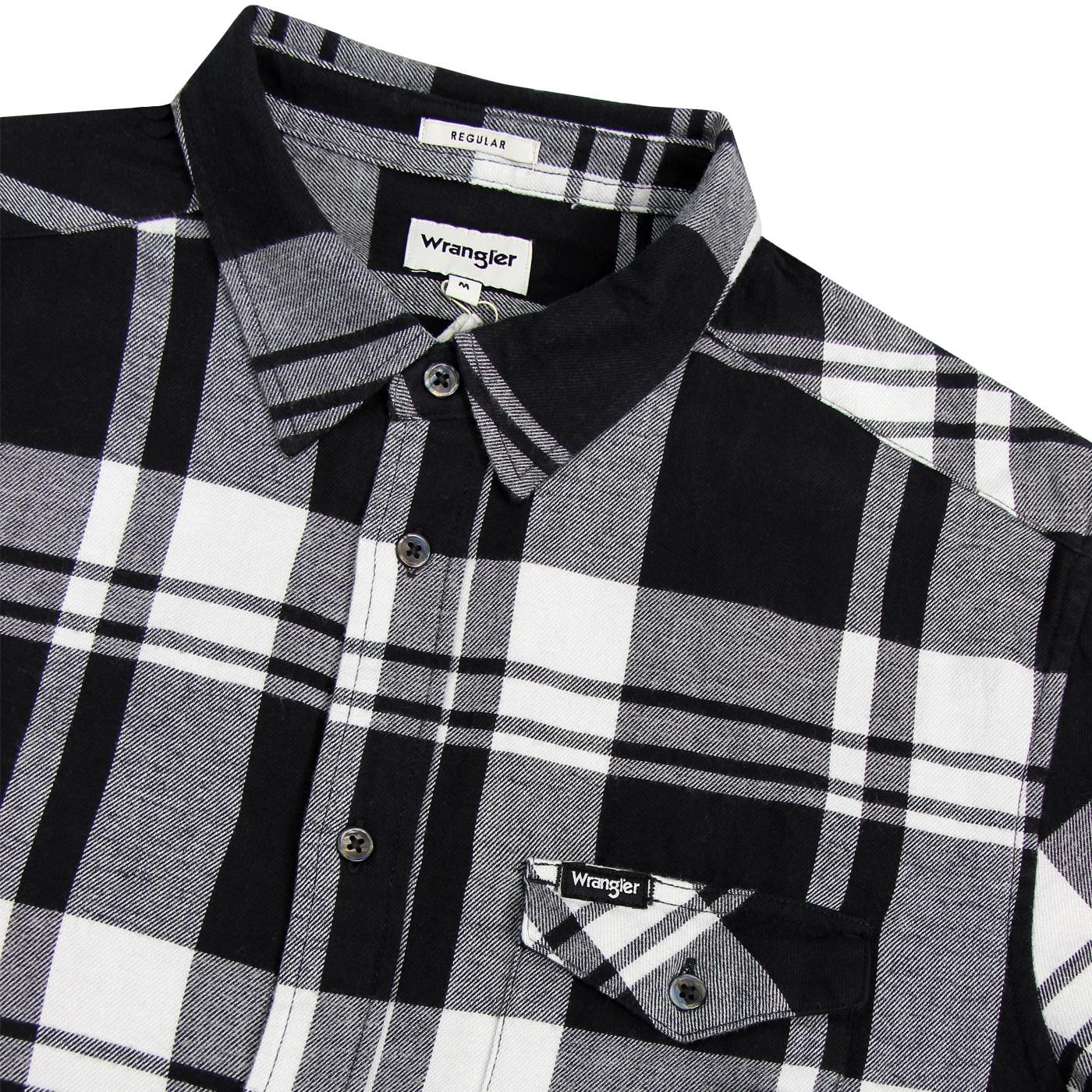 WRANGLER Mod 1 Pocket Brushed Check Western Shirt Black