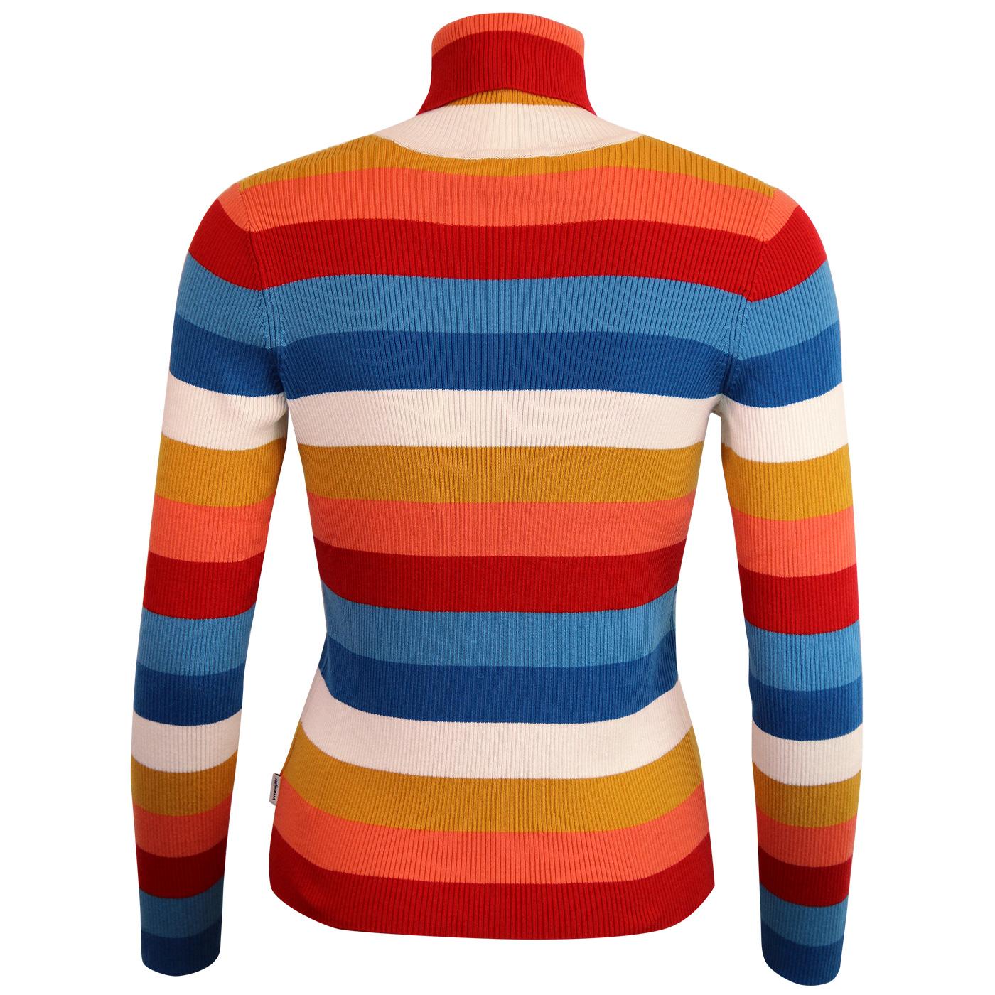WRANGLER Women's Retro 70s Striped Roll Neck Jumper