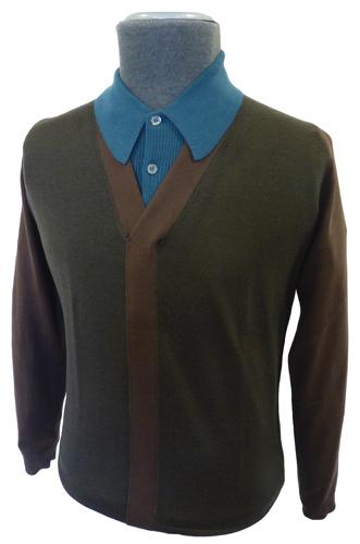 50% off! JOHN SMEDLEY 'FITZROY' RETRO MOD FAUX CARDIGAN JUMPER (Bit