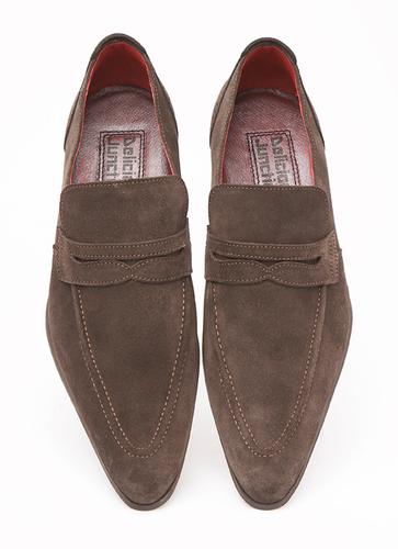 DELICIOUS JUNCTION Marquee | Retro Mod Brown Suede Winklepicker Loafer