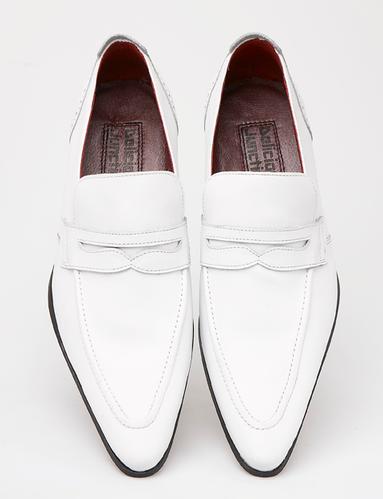 DELICIOUS JUNCTION Marquee | Retro Mod White Winklepicker Loafer Shoes