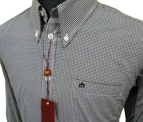 'FOUND' - RETRO MOD DOGTOOTH MERC LONDON MENS SHIRT Retro Button Do