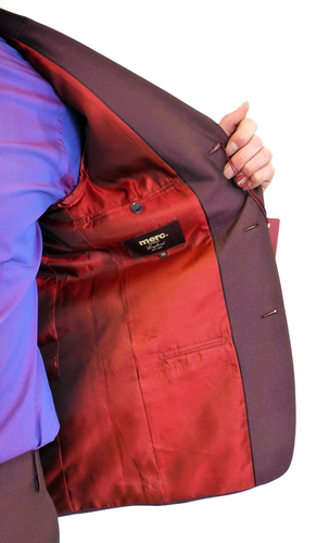 MERC 'GIN' MENS RETRO SIXTIES 3 BUTTON MOD TWO PIECE TONIC SUIT (Wine)