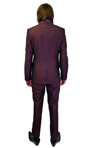 MERC 'GIN' MENS RETRO SIXTIES 3 BUTTON MOD TWO PIECE TONIC SUIT (Wine)
