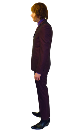 MERC 'GIN' MENS RETRO SIXTIES 3 BUTTON MOD TWO PIECE TONIC SUIT (Wine)