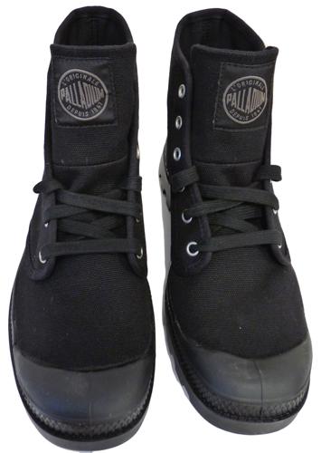 PAMPA HI - RETRO WOMENS HI TOP TRAINERS BY PALLADIUM (Black) Unique