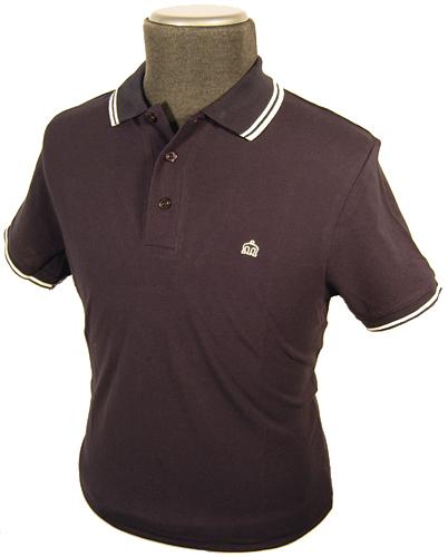 'CARD' - RETRO SIXTIES MENS MOD PIQUE POLO SHIRT BY MERC LONDON (Navy)