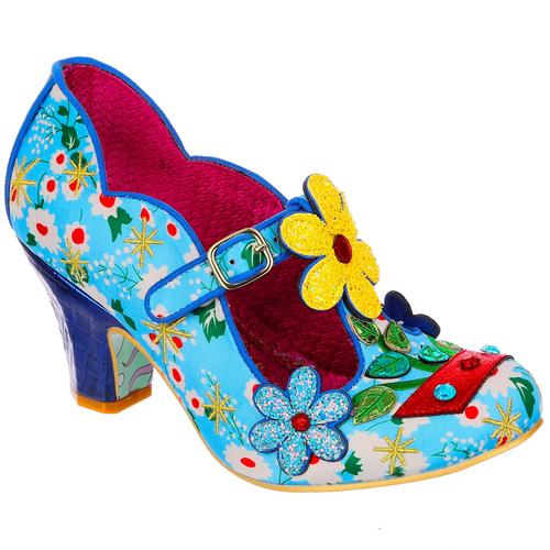 IRREGULAR CHOICE Happy Houseplant Floral Heels in Blue