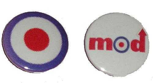 Set of two mod inspired retro pin badges. A fab indie accessory, a gre